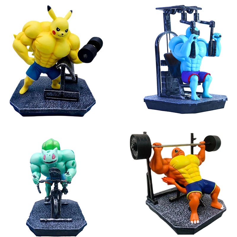 Pokemon Figure Pikachu Muscle Gk Charmander Gengar Weightlifting Action ...
