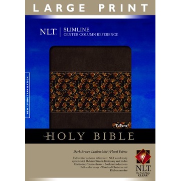 NLT Bible Slimline Center Column Reference Bible Large Print Dark Brown ...