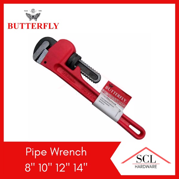 BUTTERFLY Pipe Wrench 8" 10" 12" 14" (tubong lyabe) | Shopee Philippines
