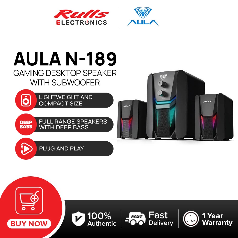 Aula Wind N-189 Gaming Speaker 2.1 With Subwoofer Power Bass RGB Lighting Effect | Shopee ...