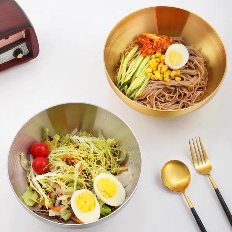 Gold Bowl Rice Soup Bowl Stainless Steel Copper Korean Salad Bowl ...