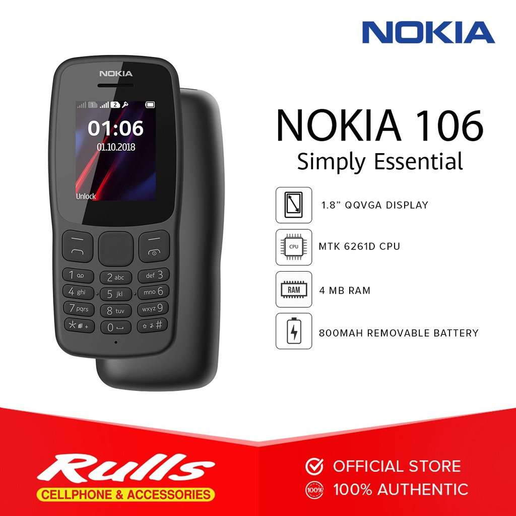 Nokia 106 Basic Mobile Phone | MTK 6261D CPU | 4MB RAM | 1.8" QQVGA ...