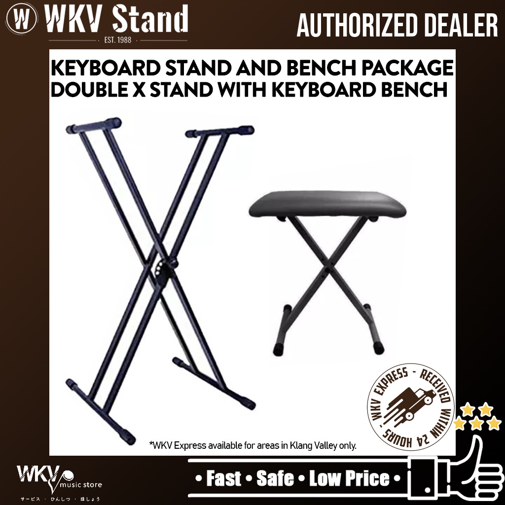Foldable Standard Keyboard Double X Stand and Keyboard Bench Package ...