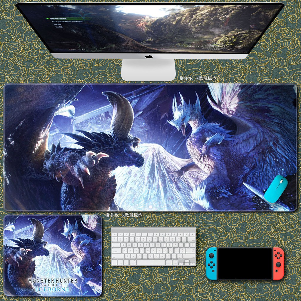 Monster Hunter Mouse Pad Oversized Customized Locking Computer Keyboard ...