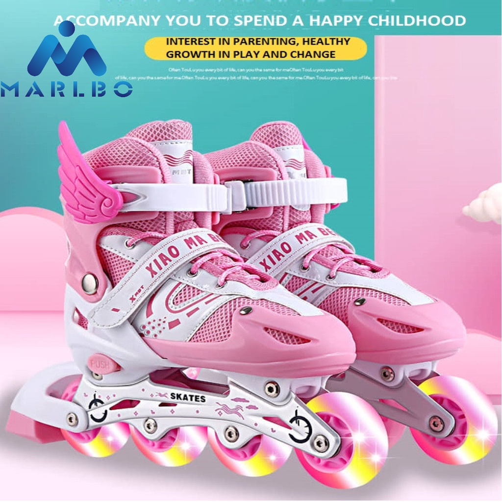 Straight roller skates single row flash PVC wheel adjustable roller ...