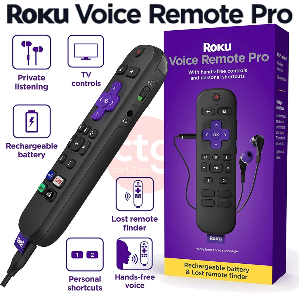 Authentic Roku Voice Remote Pro Rechargeable with TV controls Private ...