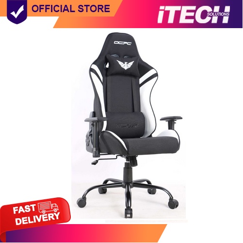 OCPC XT II FABRIC GAMING CHAIR /METAL BASE/2D ARMREST (BLACK/WHITE ...