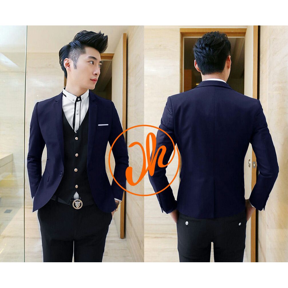 Navy SLIMFIT MEN'S JAS, KOREAN STYLE JAS, WEDDING JAS, GRADUATION JAS ...