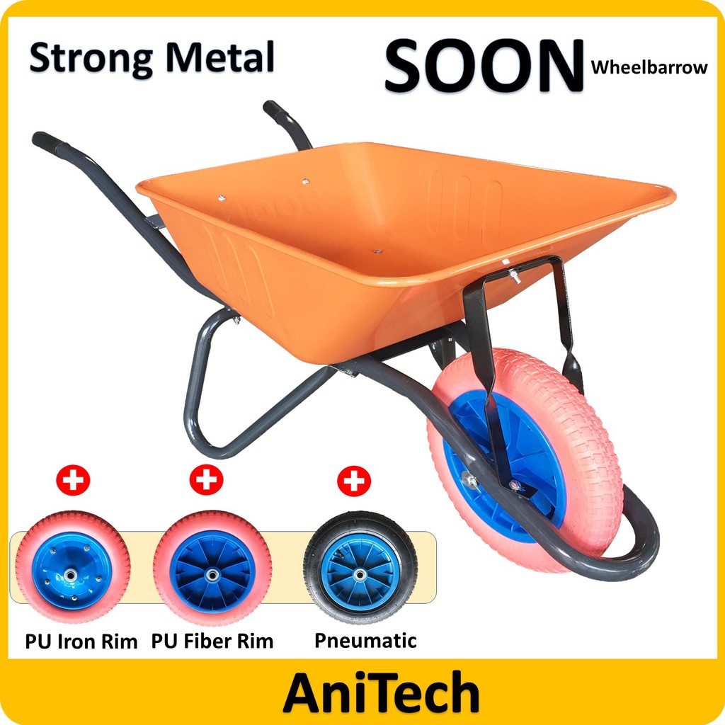 SOON Wheelbarrow 103 Cart With Wheel PU / Pneumatic Strong Metal Base ...