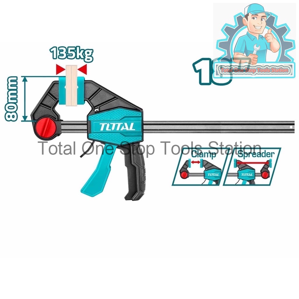 TOTAL Quick bar clamps 6" 150mm/12" 300MM/18"450MM Premium Industrial ...
