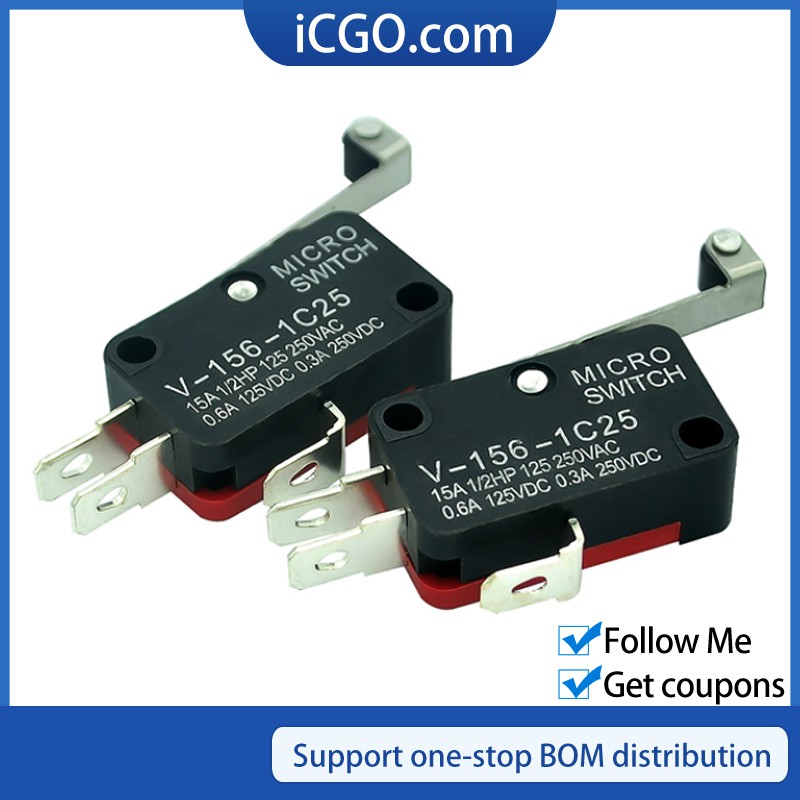 5PCS V-156-1C25 15A The micro switch, Push Button SPDT Momentary Snap Action Limit switch ...