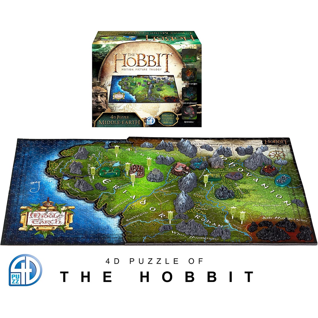Lord of the Rings The Hobbit Middle Earth Map 3D 4D Replica Puzzle ...
