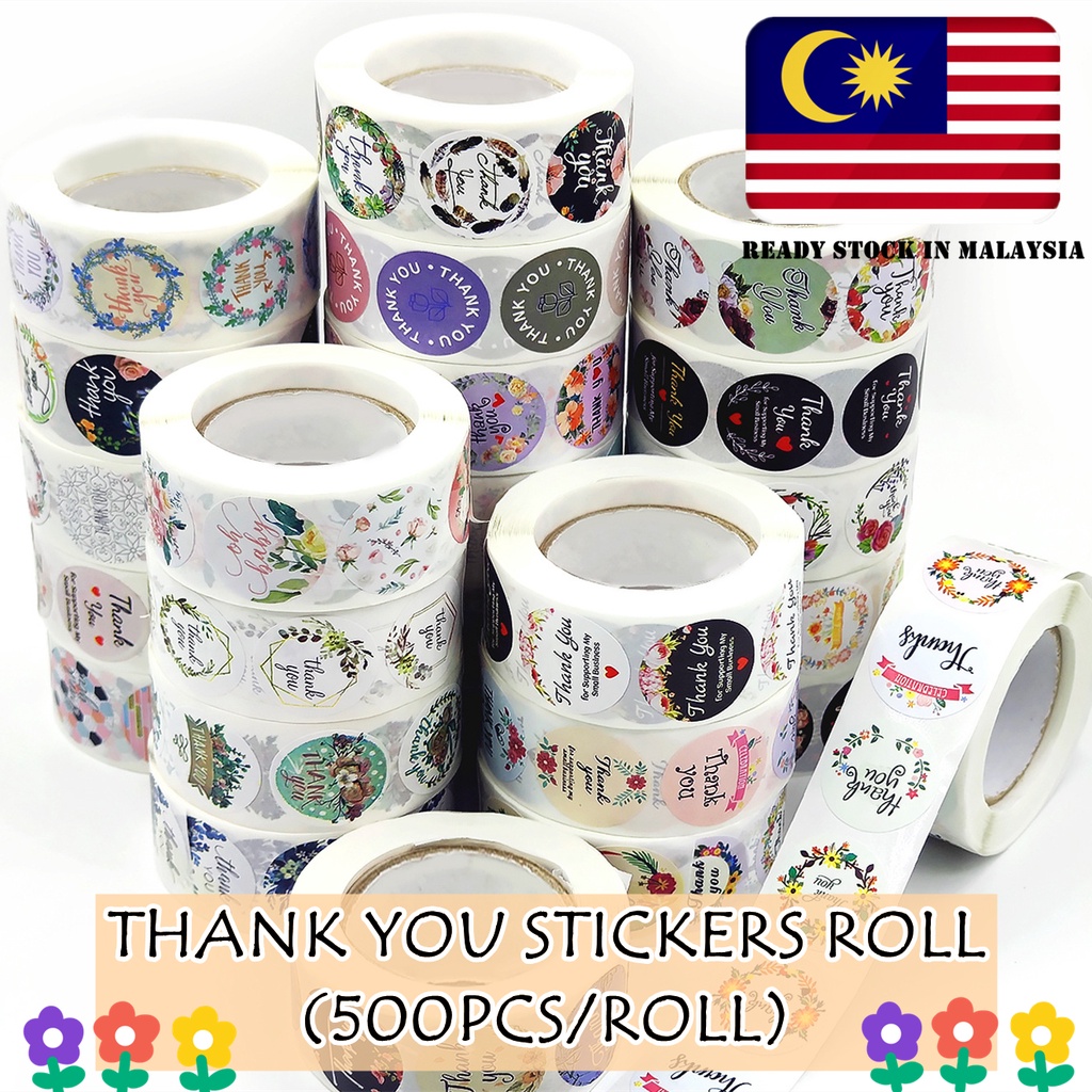 *CLEARANCE* 500pcs/roll Thank You Stickers Roll 1 inch Round Shape ...