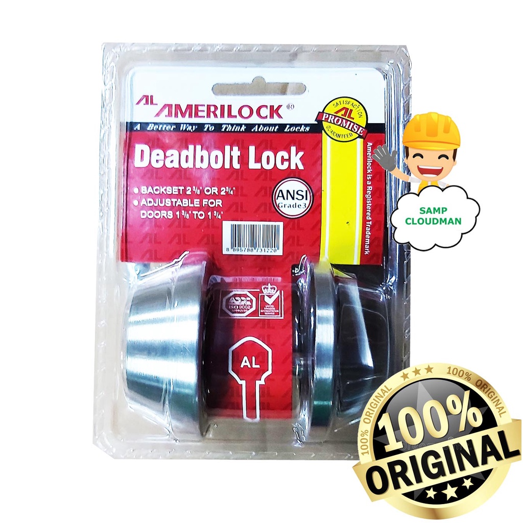 Amerilock Single / Double Cylinder Deadbolt Lockset Stainless Steel Dead Bolt AL101 or AL102 ...
