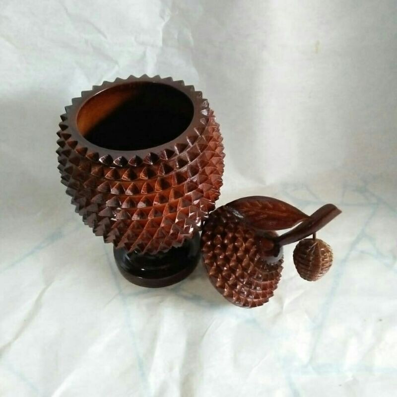KAYU Teak wood jar with durian fruit model | Shopee Philippines