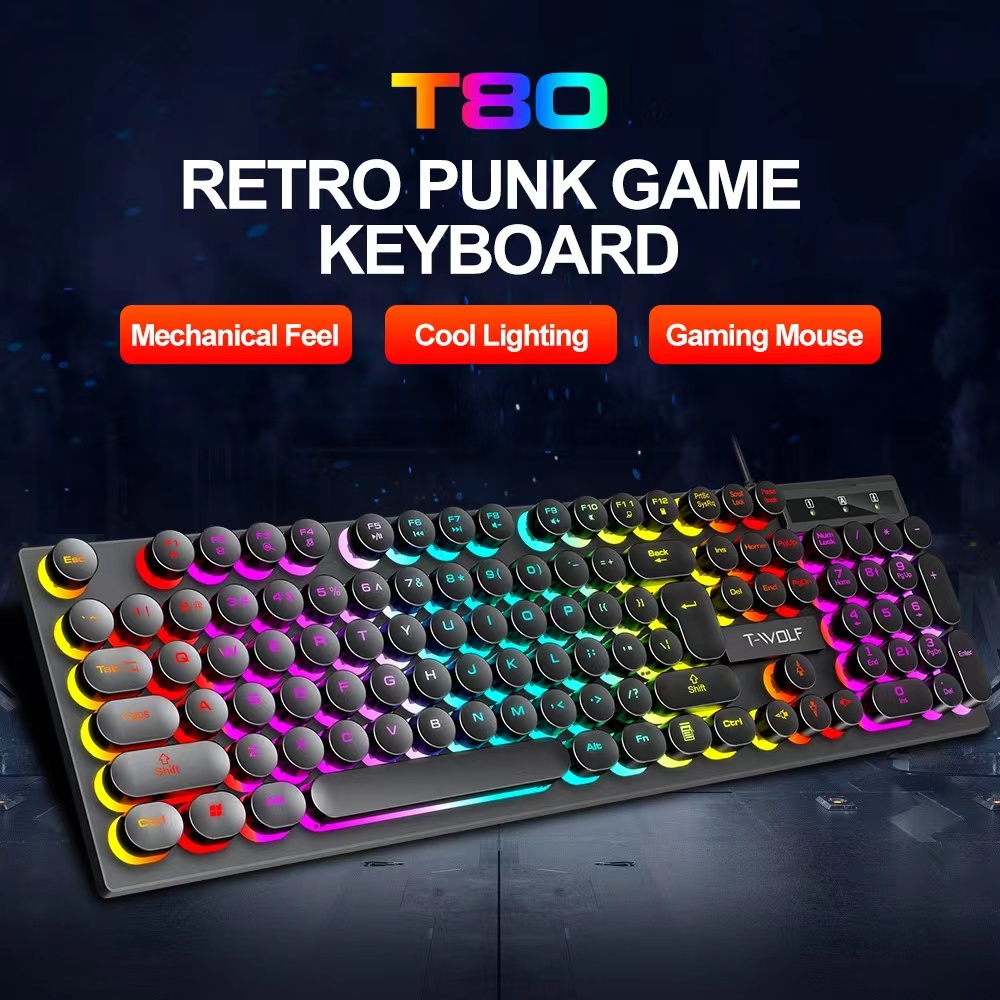 GAMING PUNK SEMI MECHANICAL WIRED KEYBOARD WITH RGB BACKLIGHT REMOVABLE ...