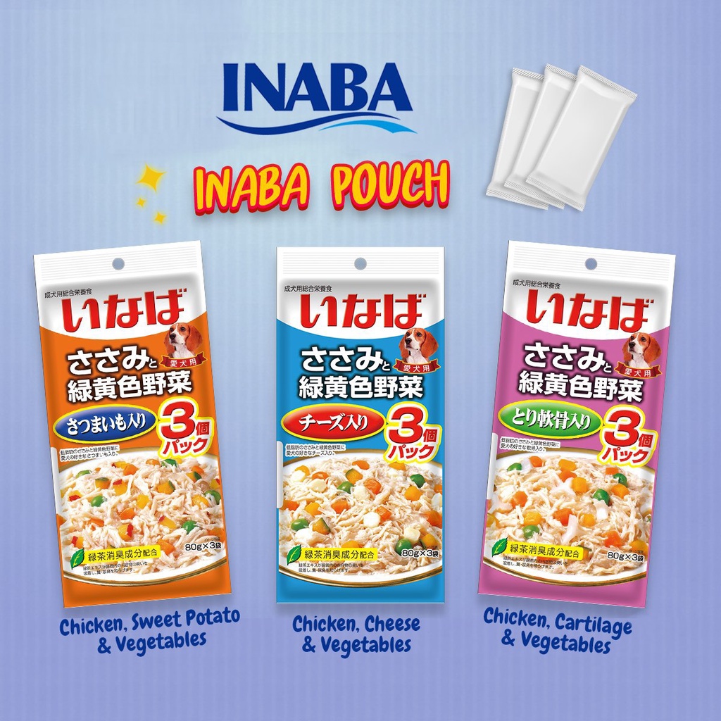 Inaba Triple Pouch Dog 60g x 3 - Dog Treats - sold per pack ...