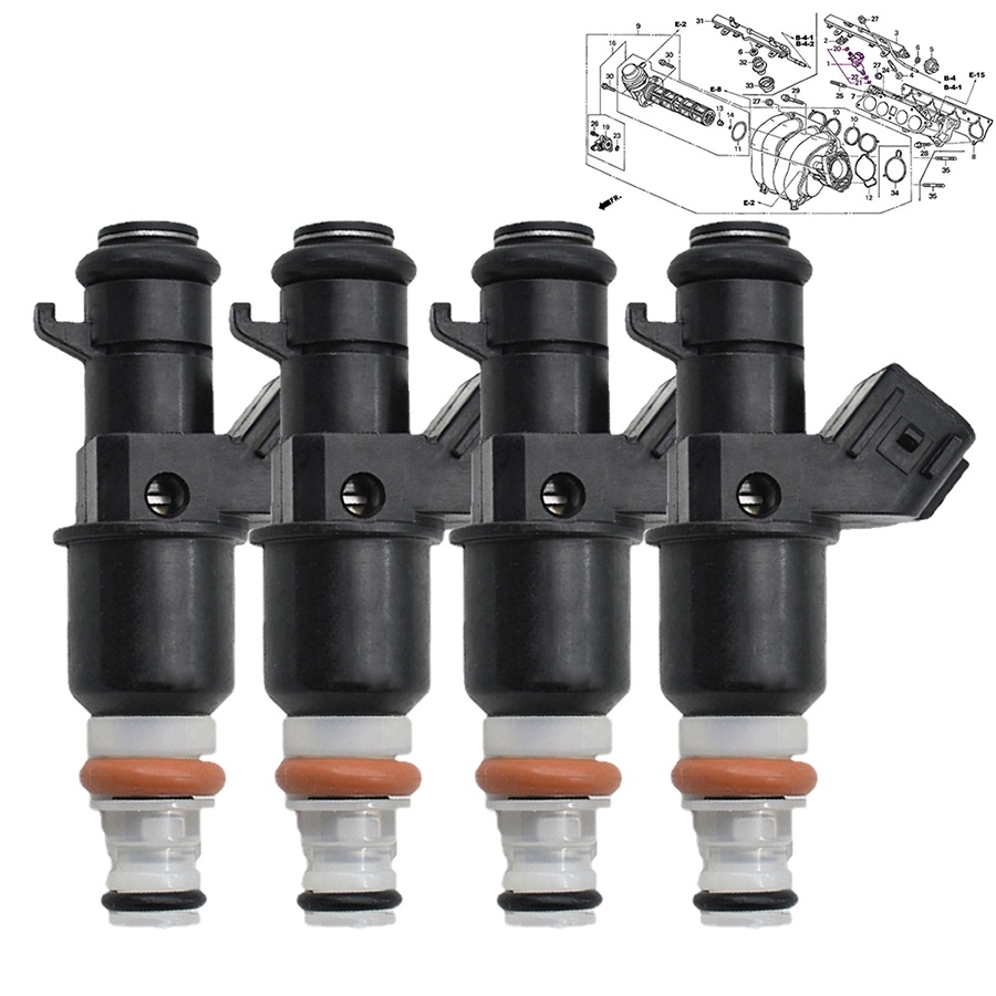 4x Car Fuel Injectors For Honda CRV CR-V 2002-2004 Replace Number 16450 ...