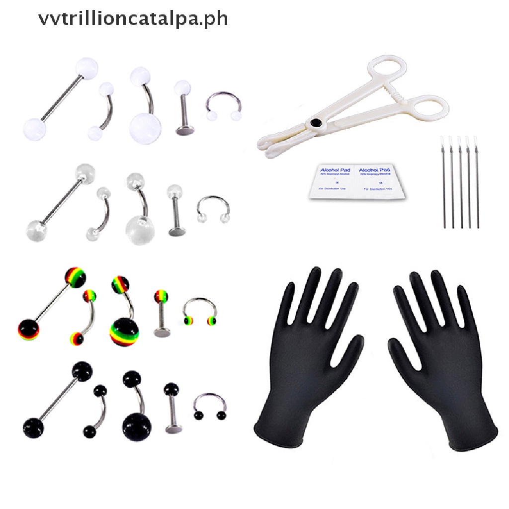 (vv) Professional Body Piercing Jewelry Tool Kit Belly Nose Navel ...
