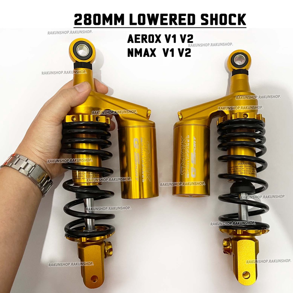 Yamaha Aerox V1 V2 and NMAX V1 V2 Rear shock absorber 2pcs with Lowered Baso style 280mm ...