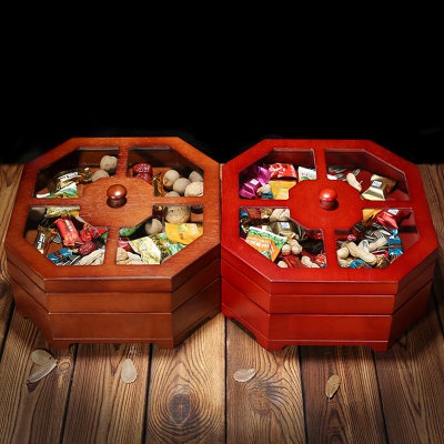 Dried fruit box candy box home compartment with lid creative wooden ...