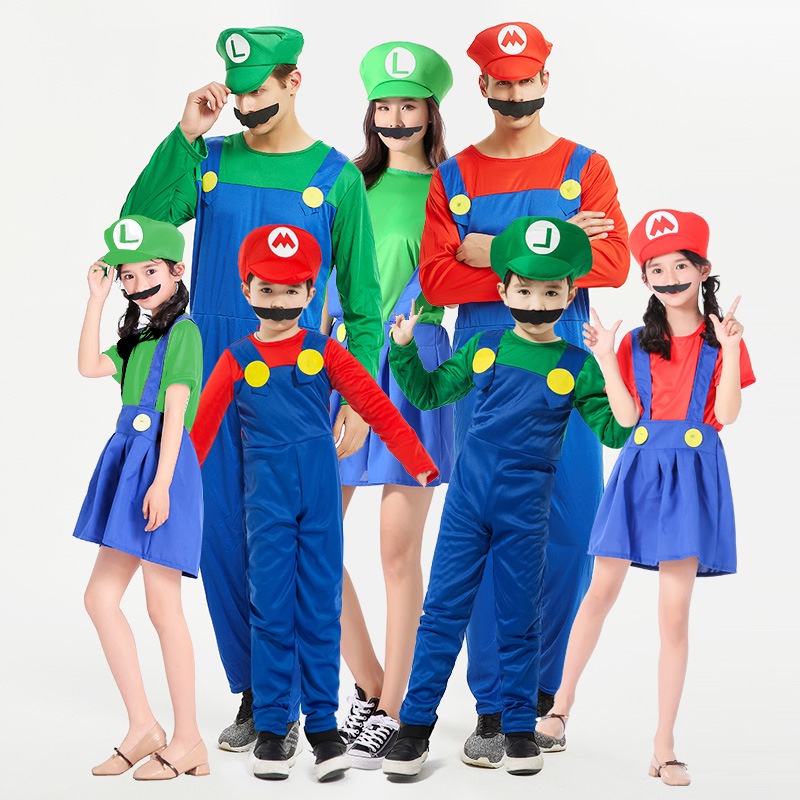 Anime Mario Costume Parent-Child Cosplay Kids Mario Costume Super Mario ...