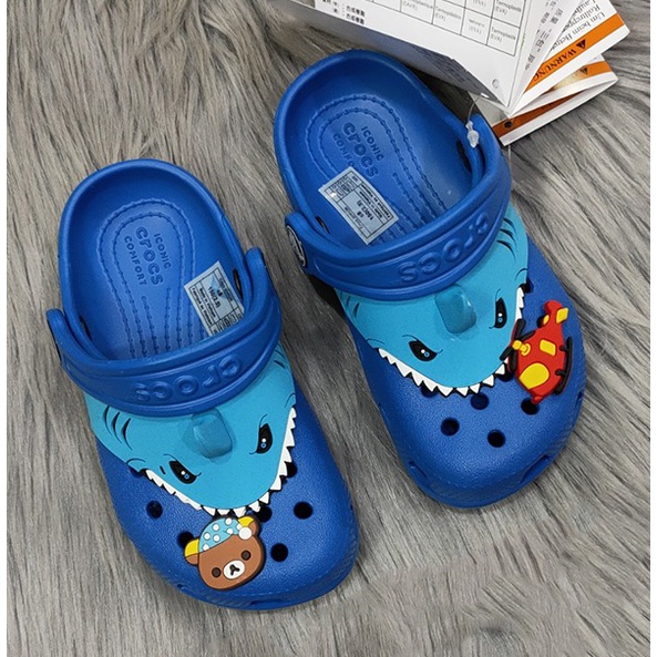 Crocs Kids sharks/Crocs Kids Fun lab sharks/shark Horns | Shopee ...