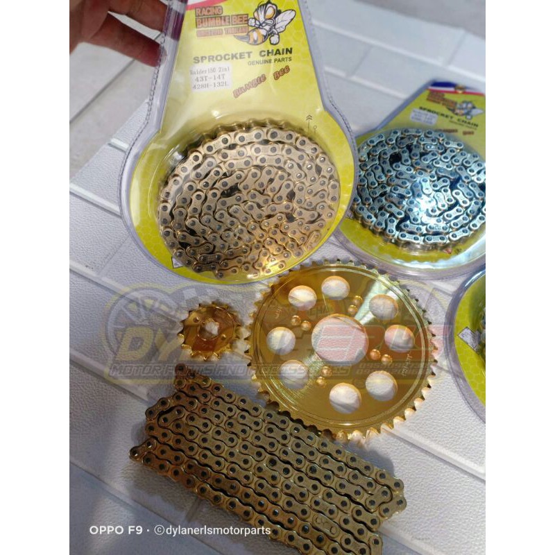 RACING BUMBLE BEE CHAIN SET FOR RAIDER 150 CARB/ FI 14 43 428 (THAILAND ...