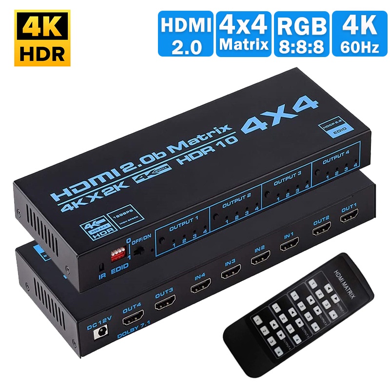 4K 60Hz True HDMI Matrix 4x4 HDMI 2.0 Matrix 4x2 2x4 4x4 with SPDIF & L/R 3.5mm HDMI-compatible ...