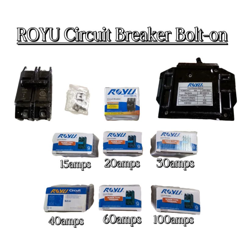 ROYU Bolt On Circuit Breaker | 15Amps",20Amps",30Amps",40Amps | Shopee ...