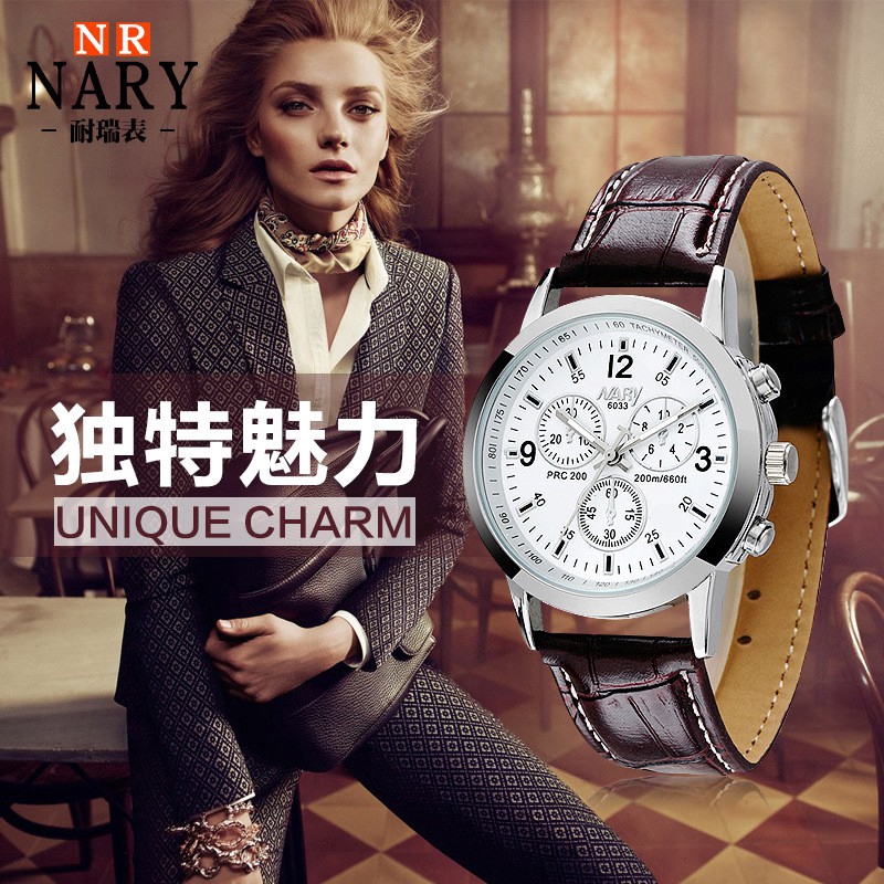 Nary 6033 Women Fashion Casual Watch Waterproof Leather Strap Luxury ...