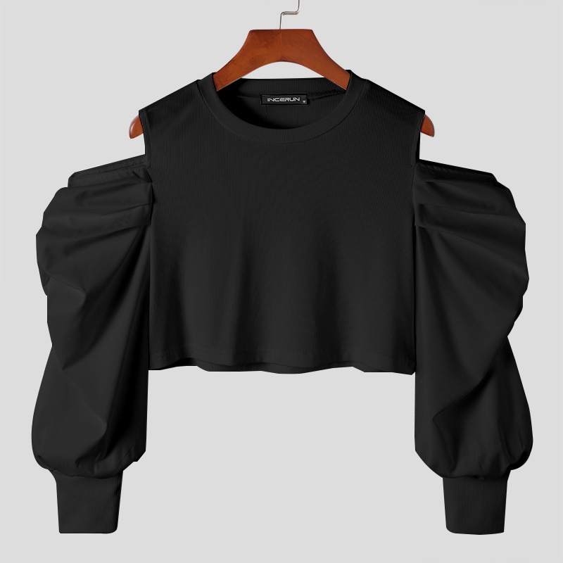 INCERUN Men Western Style Fashion Off Shoulder Puff Long Sleeve Crop ...