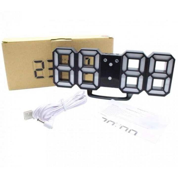 3D LED Wall Clock Modern Digital Alarm Clocks Display Home Kitchen ...