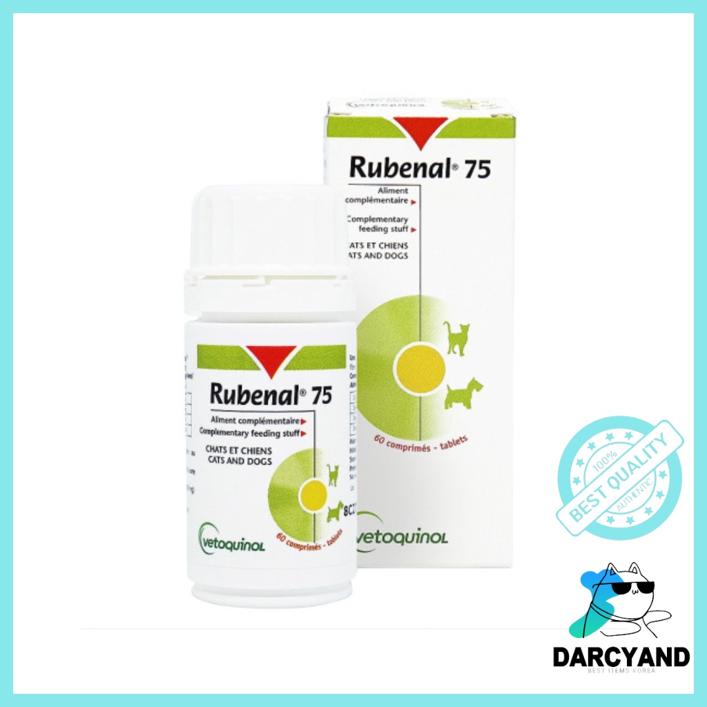 Vetoquinol Rubenal 75 60tablets Dog Cat Renal Kidney Supplement ...