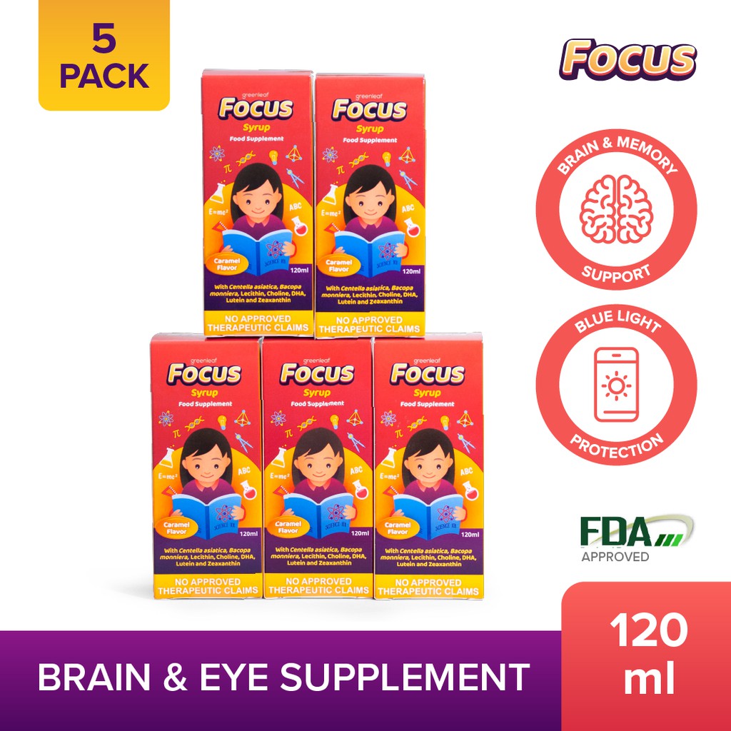 5 Pack Focus Syrup Brain And Eye Supplement For Kids 120ml | Shopee ...