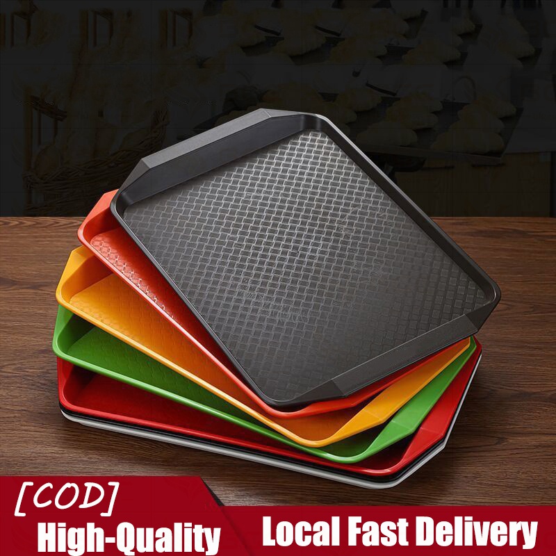 【COD】43*30cm Rectangular Plastic Tray Non-Slip Serving Plate Food ...