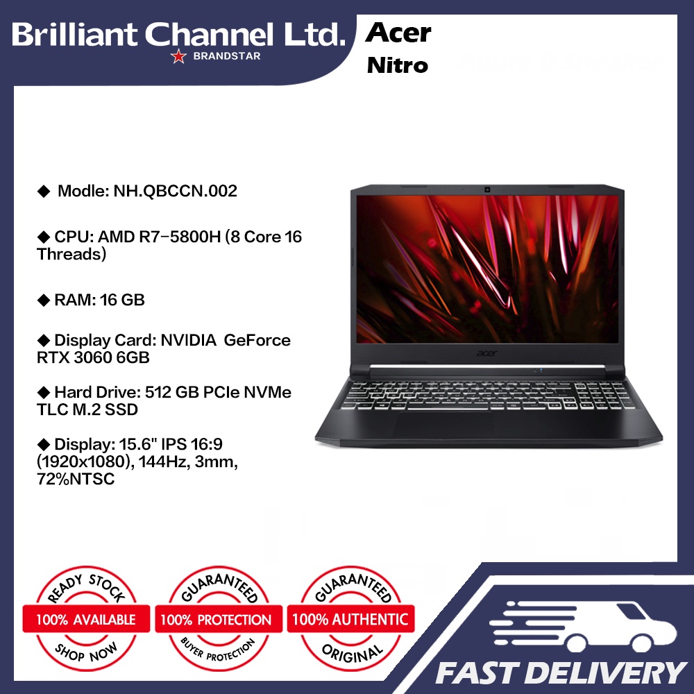 Acer Nitro 5 15.6" FHD Gaming Laptop, 11th Gen Intel i5 i7 AMD R7, RTX ...