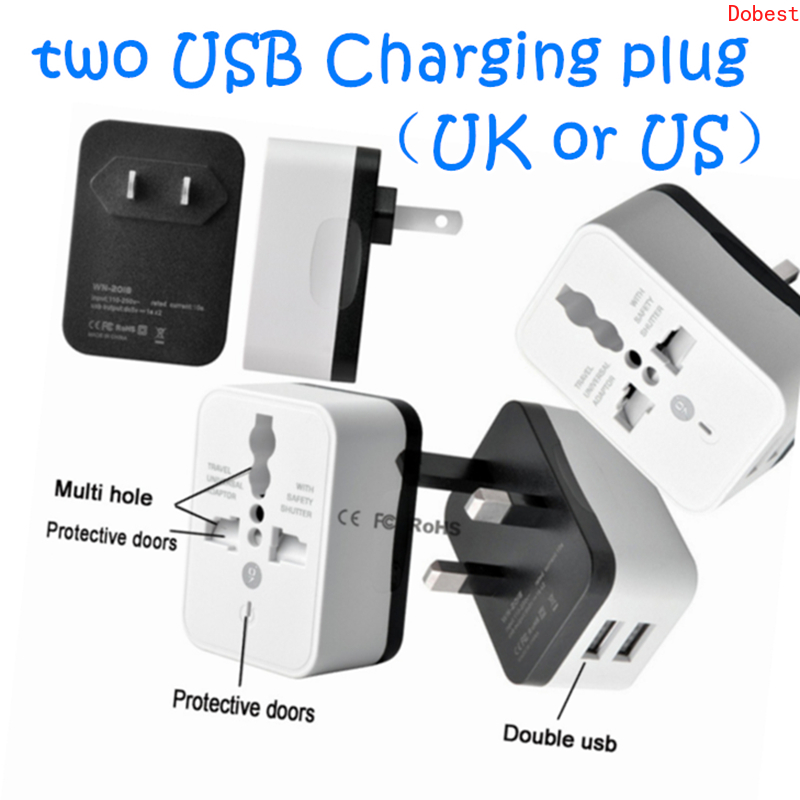 Universal UK US Travel Adapter with 2 USB International World Travel AC ...
