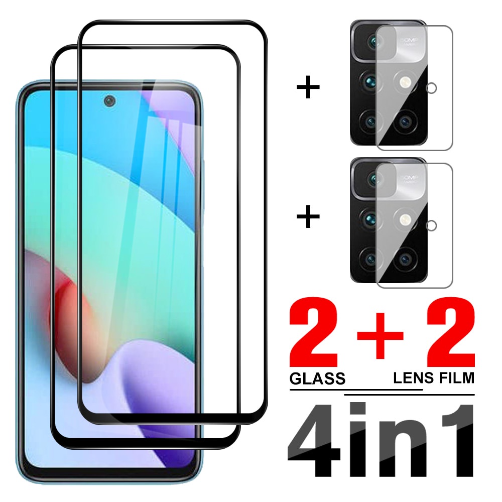 4in1 Full Cover Tempered Glass Case For Xiaomi Redmi 10 Lens Film For ...