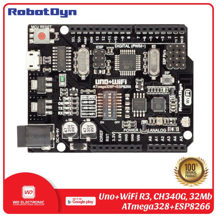 ROBOTDYN UNO WIFI R3 ESP8266 32MB FLASH ARDUINO UNO WIFI | Shopee Philippines