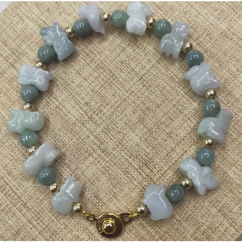 Pure Jade Zodiac with 10k Gold Good Luck Bracelet | Shopee Philippines
