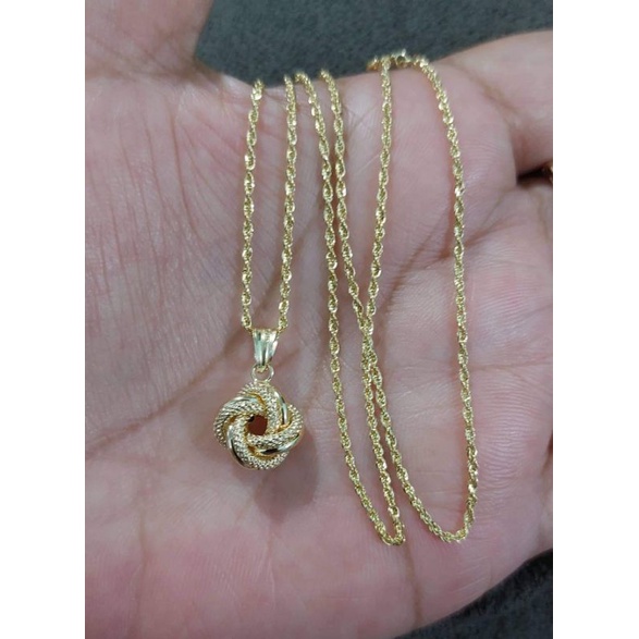 18K Saudi Gold NECKLACE ROPE CHAIN w/ KNOT PENDANT ️ PAWNABLE & COD ...