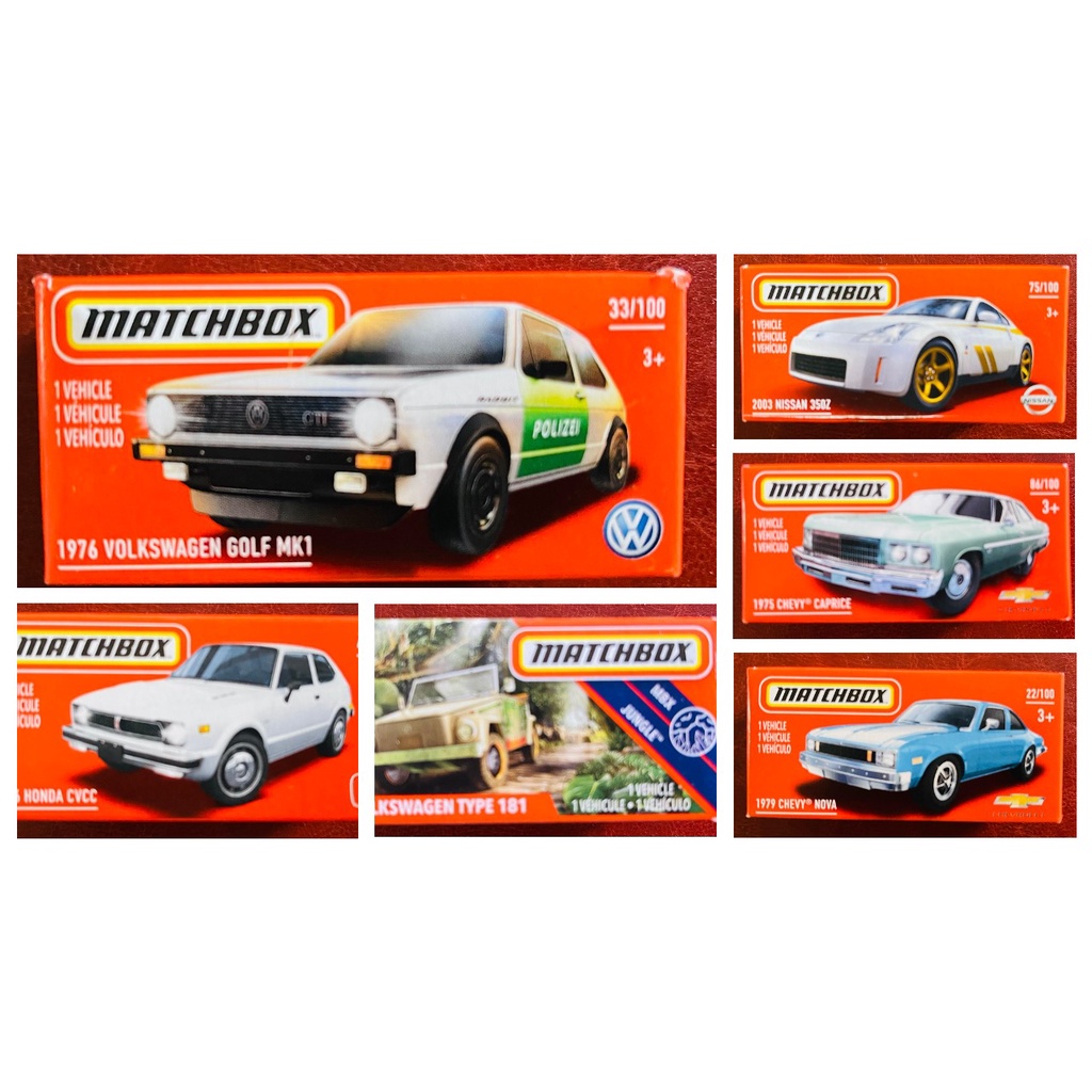 Matchbox - Power Grabs Set 2 - VW Type Chevy Caprice,Honda CVCC,VW Golf ...