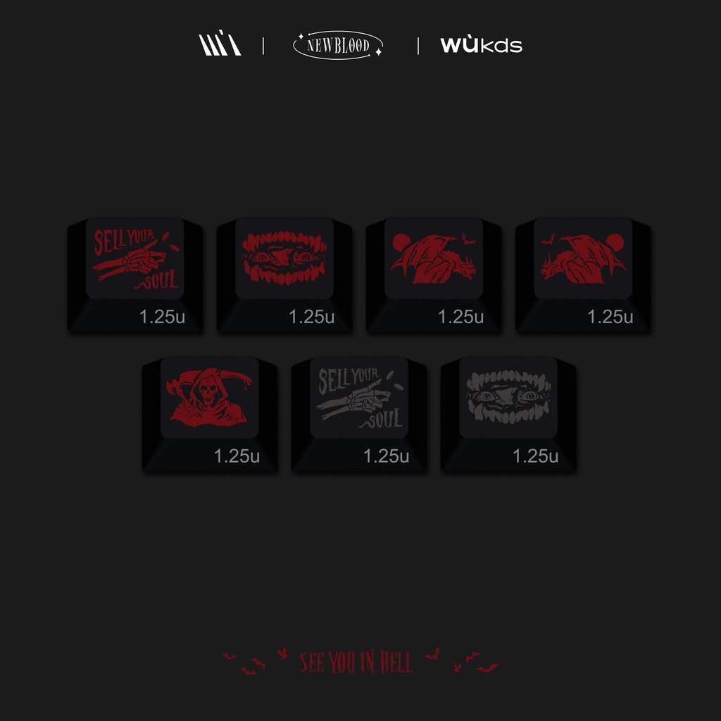 WUKDS NEW BLOOD Keycaps 150 Keys PBT Dye-Sublimation Keycaps Cherry ...