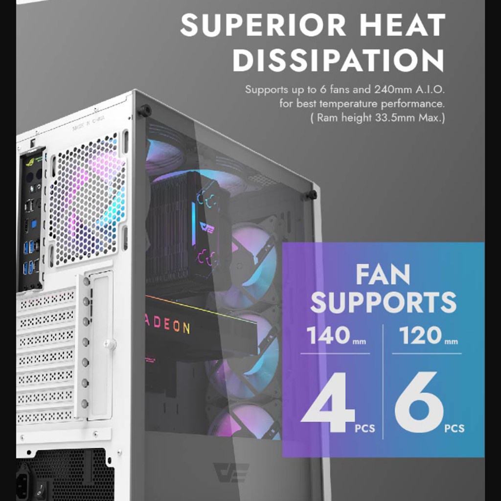 darkFlash DK352 White Mesh Metal mesh design front panel ATX PC Case ...