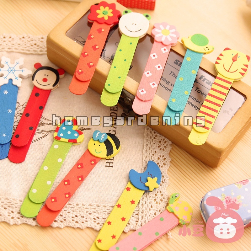 Cartoon Bookmarks Ruler Child Wooden Clip Animals Design School Student ...