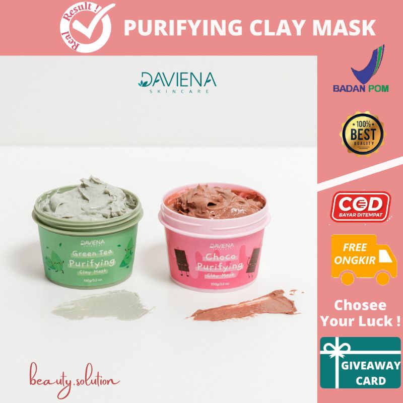 Daviena - CLAY MASK PURIFYING Greentea Chocolate Anti Blackhead ...