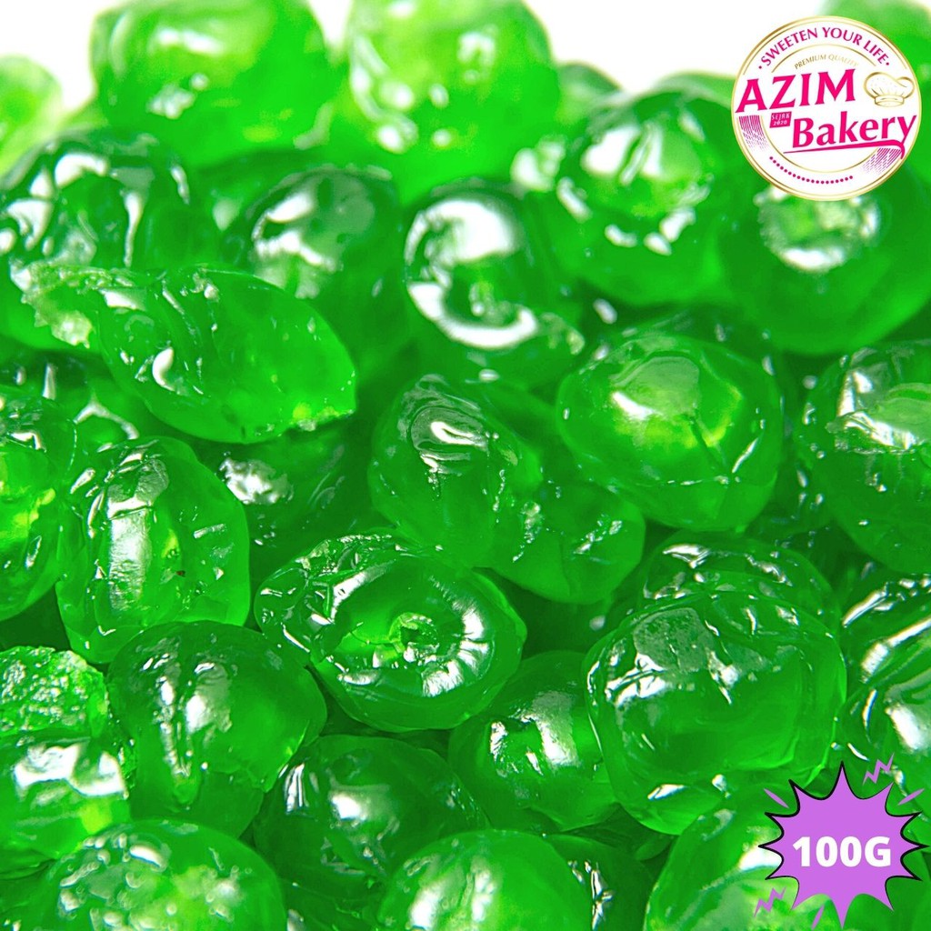 Green Glace Cherry 100g 250g 500g Ceri Hijau (Halal) by Azim Bakery ...