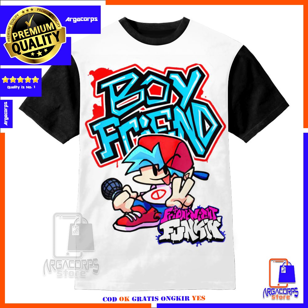 3d Children's T-shirt Premium Boyfriend Blue FNF Funkin AUG Distro ...