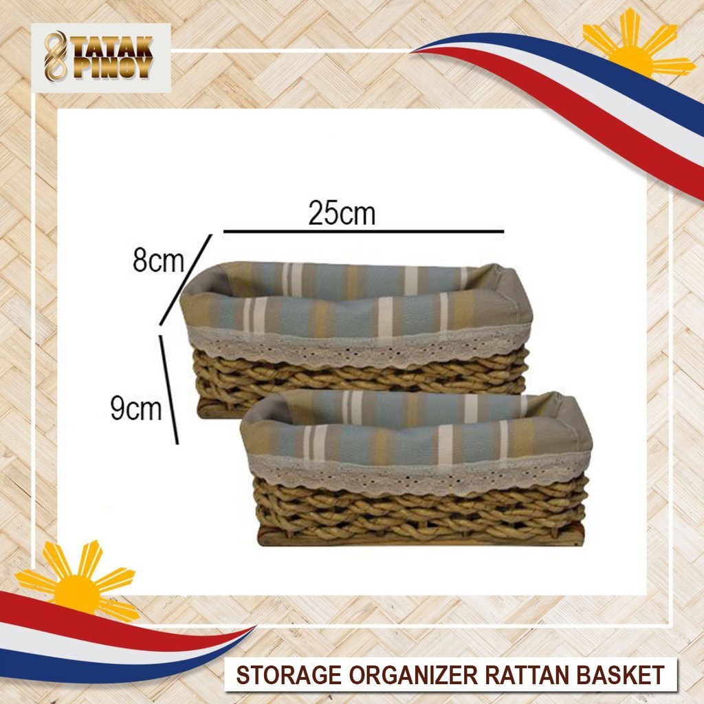 TATAK PINOY Rattan Basket Storage Baskets 8 x 25 x 9cm Shelf Organizer ...